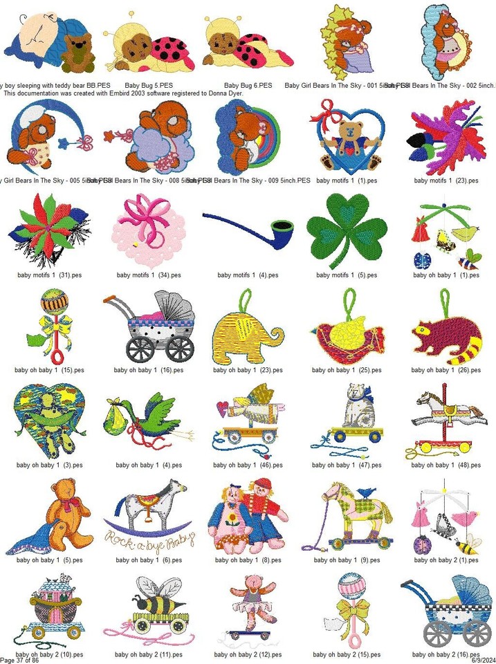 3000 PLUS BABY CHILDREN DESIGNS EMBROIDERY MACHINE DESIGNS PES USB | eBay