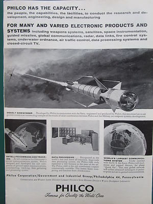 1/1960 PUB PHILCO ELECTRONICS SYSTEMS AIR TO AIR SIDEWINDER MISSILE ...