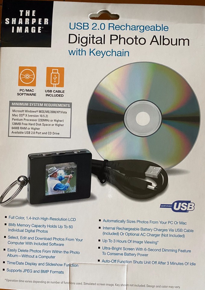 The Sharper Image Digital Photo Album With Key Chain 694202103838 | eBay