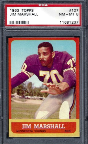 1963 Topps FB #107 PSA 8 Jim Marshall Vikings HOF Rookie 107 | eBay