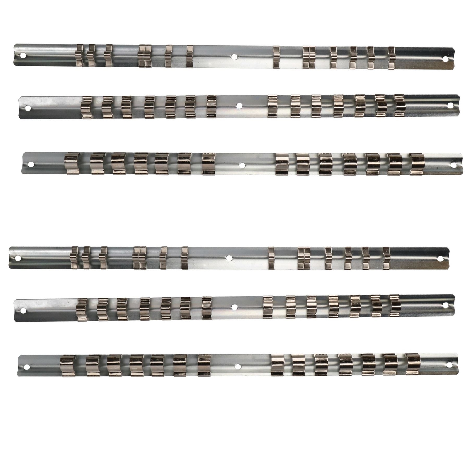 6pc Socket Storage Holder Organiser Rails For 1/4, 3/8 and 1/2 Sockets ...