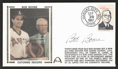 Bob Boone Catching Record Signed Gateway FDC Silk Cachet AUTO Angels ...