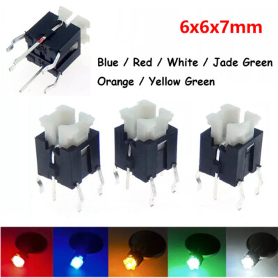 6x6x7mm Microswitch with LED Switch Push Button Small Micro Switch PCB ...
