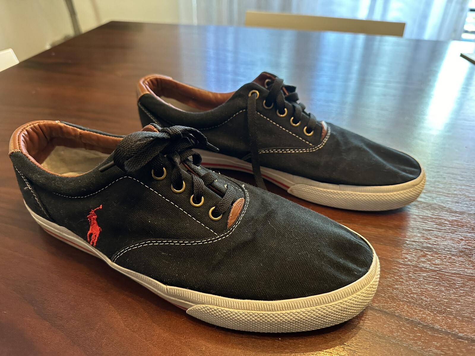 polo ralph lauren men's Sneakers canvas shoes Black S… - Gem