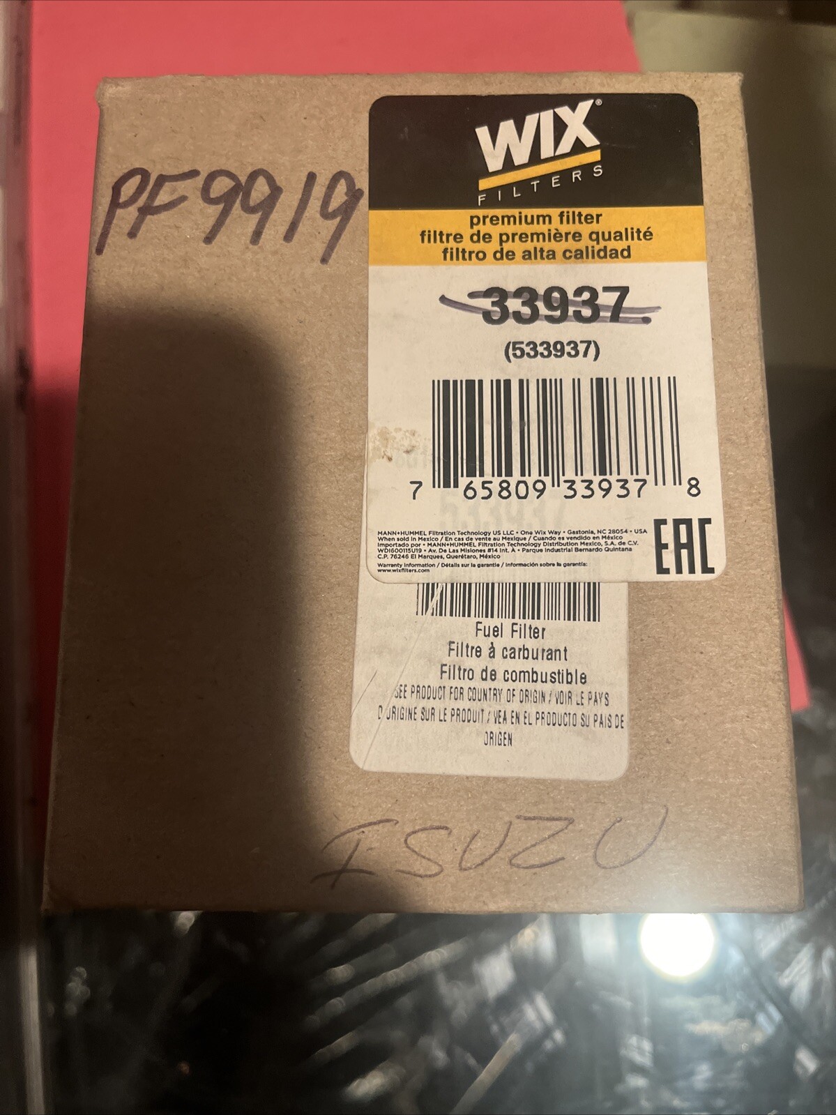 WIX 33937 - Fuel filter cross reference