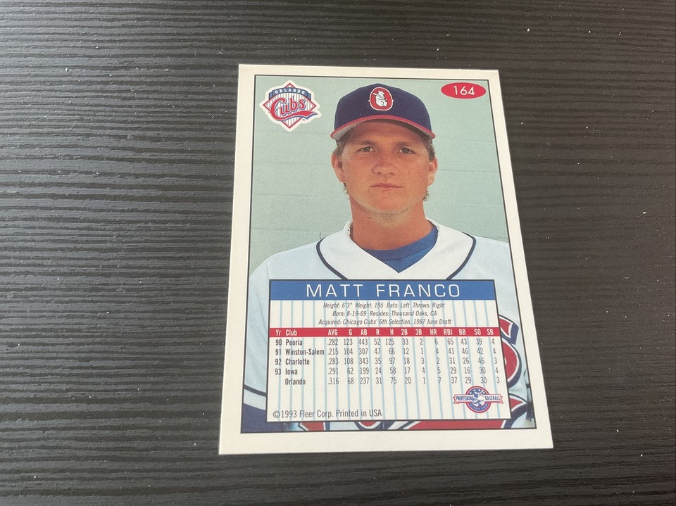 1993 Fleer #164 Matt Franco Orlando Cubs Baseball Signed Autograph | eBay
