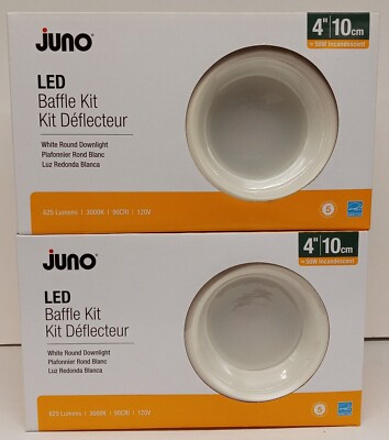 Lot of 2 Juno 4" LED Light Baffle Kit White Round Downlight 3000K 625 ...