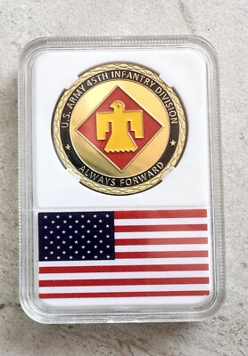 US ARMY 45th INFANTRY DIVISION Challenge Coin With American Flag Case ...