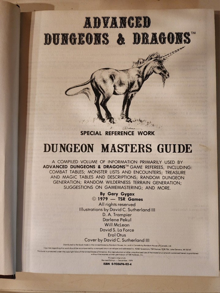 AD&D 1ST EDITION - DUNGEON MASTERS GUIDE RARE 1979 HARDCOVER FREE ...
