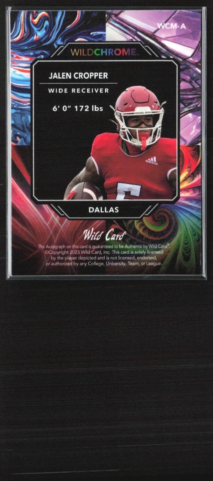 Jalen Cropper 2023 Wild Card Wildchrome Auto /8 #WCM-A Dallas Cowboys ...