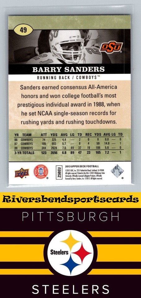 2013 Upper Deck #49 Barry Sanders | eBay