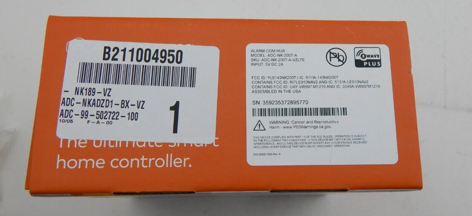 Alarm.com ADC-NK-200T-A Smart Home Hub | Wi-Fi | Z Wave Plus | White ...