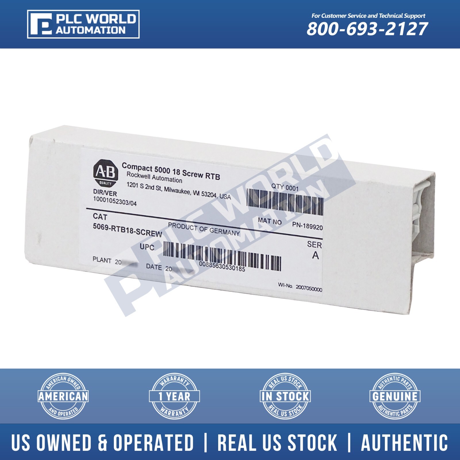5069-RTB18-SCREW Allen Bradley Compact 5000 18-Screw RTB, Brand New, 2 ...