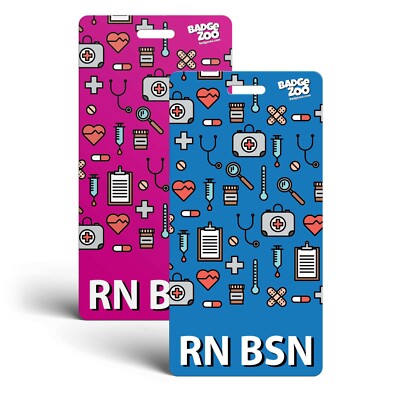RN BSN Badge Buddy - Pink/Blue - Vertical for Registered Nurses - by ...