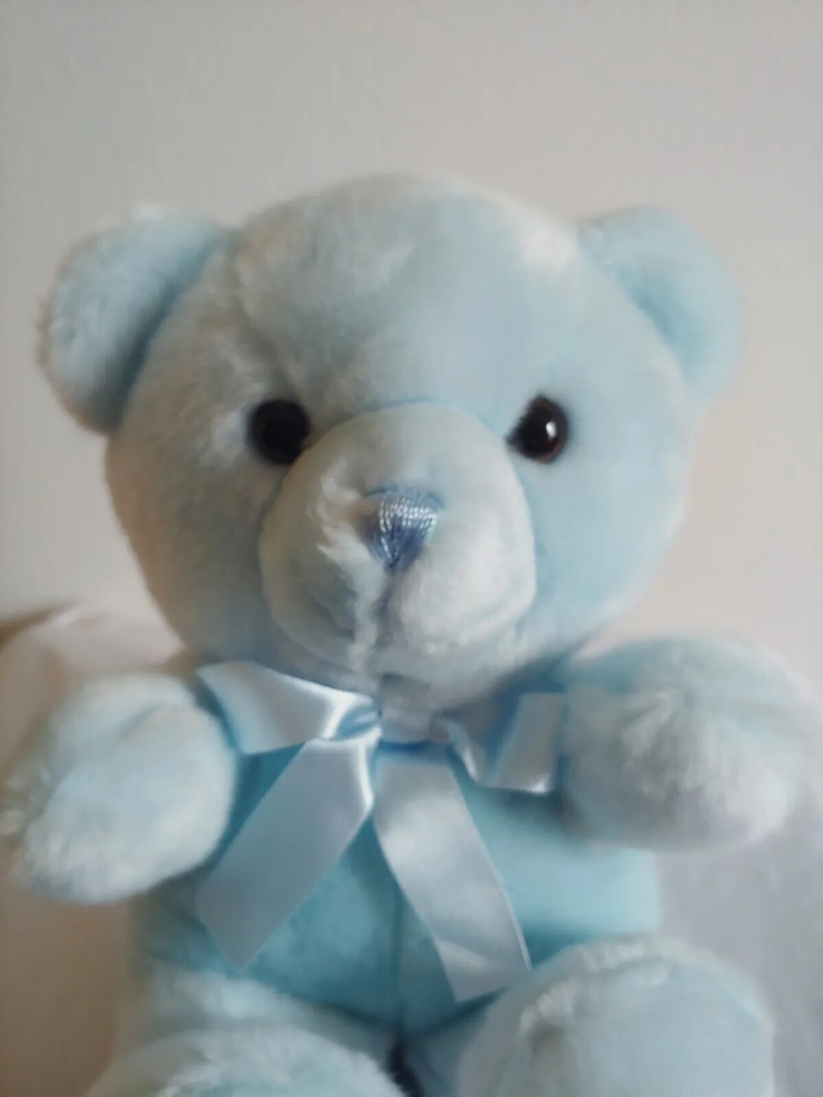 Aurora Baby Boy Blue Teddy Bear Plush Stuffed Animal Silk ribbon Size ...