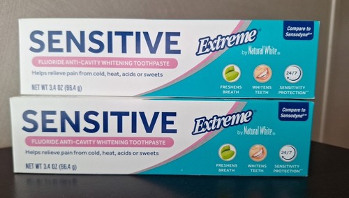 2 Pack Natural White Sensitive Extreme Whitening Toothpaste 3.4oz ...