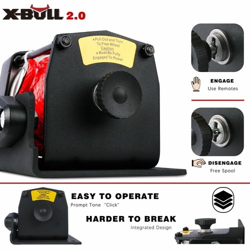 X-BULL Electric Winch 3000lbs 12V Synthetic Rope w/ Wireless Remote ATV ...