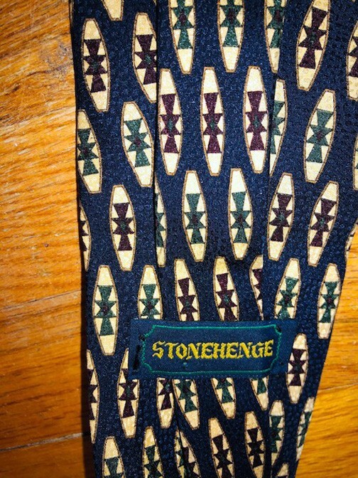 Vintage Stonehenge Silk Mens Neck Tie Necktie Black Oval Tribal Pattern ...