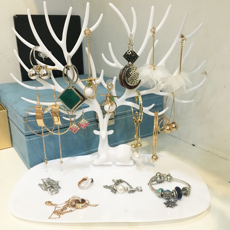 Jewelry Display Organizer Necklace Ring Earring Deer Tree Stand Holder ...