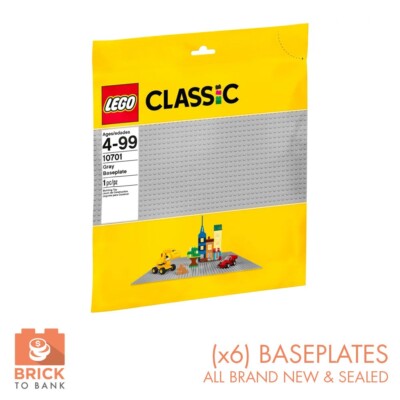 LEGO 10701 - (x6) CLASSIC GRAY BASEPLATES - Brand New City Town MOC ...