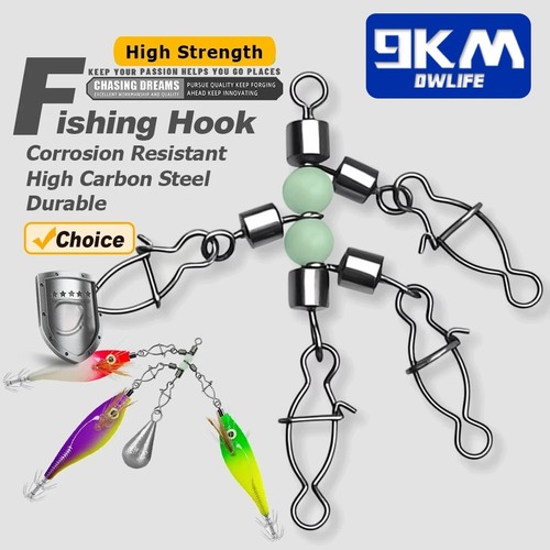 9KM 10~30Pcs Fishing Pin Connector with Luminous Swivel For Squid Jig ...