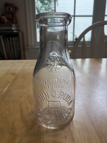 Dudley, Massachusetts Pint Milk Bottle. John J. Ruda. Nice, Clean ...