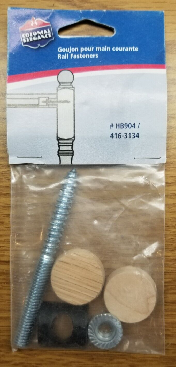Colonial Elegance Stair Handrail Fastener Kit - Bolt and 2 Wooden Plugs ...