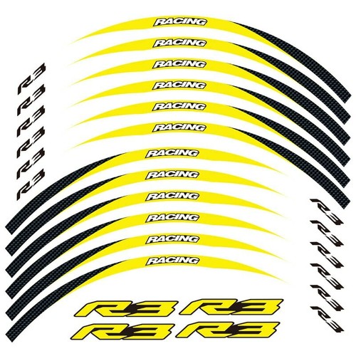 Motorcycle stripes Wheel Hub Rim Strip Sticker Decal For YAMAHA YZF R3 ...