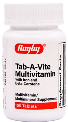 Rugby Tab-A-Vite Multivitamin w/Iron and Beta-Carotene - 100 Tablets ...