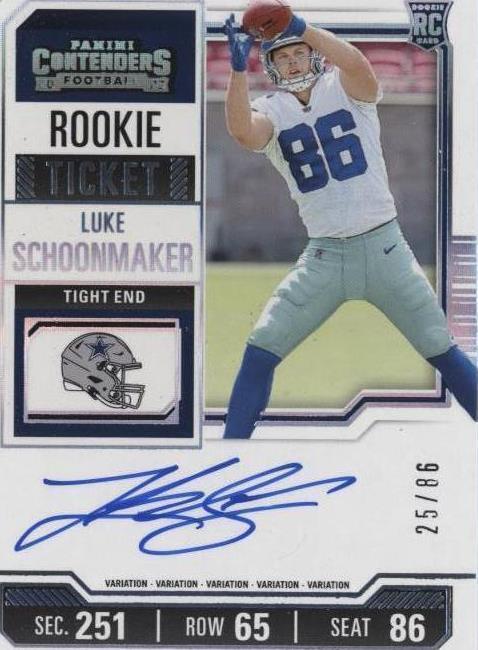 2023 Panini Contenders - Rookie Ticket RPS Variation Luke Schoonmaker ...