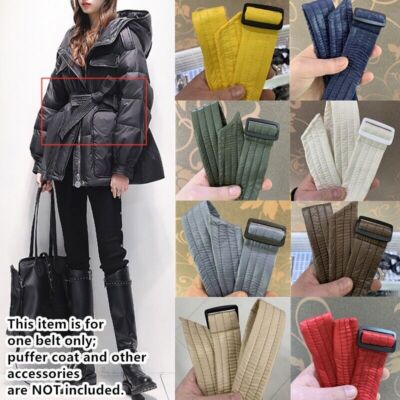 Padded Belt Waistband Quilted Buckle for Puffer Jacket Coat Outwear ...