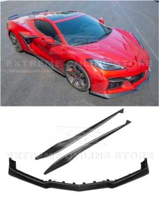 For 23-Up Corvette C8 Z06 | Z07 Package CARBON FIBER Front Lip & Side ...