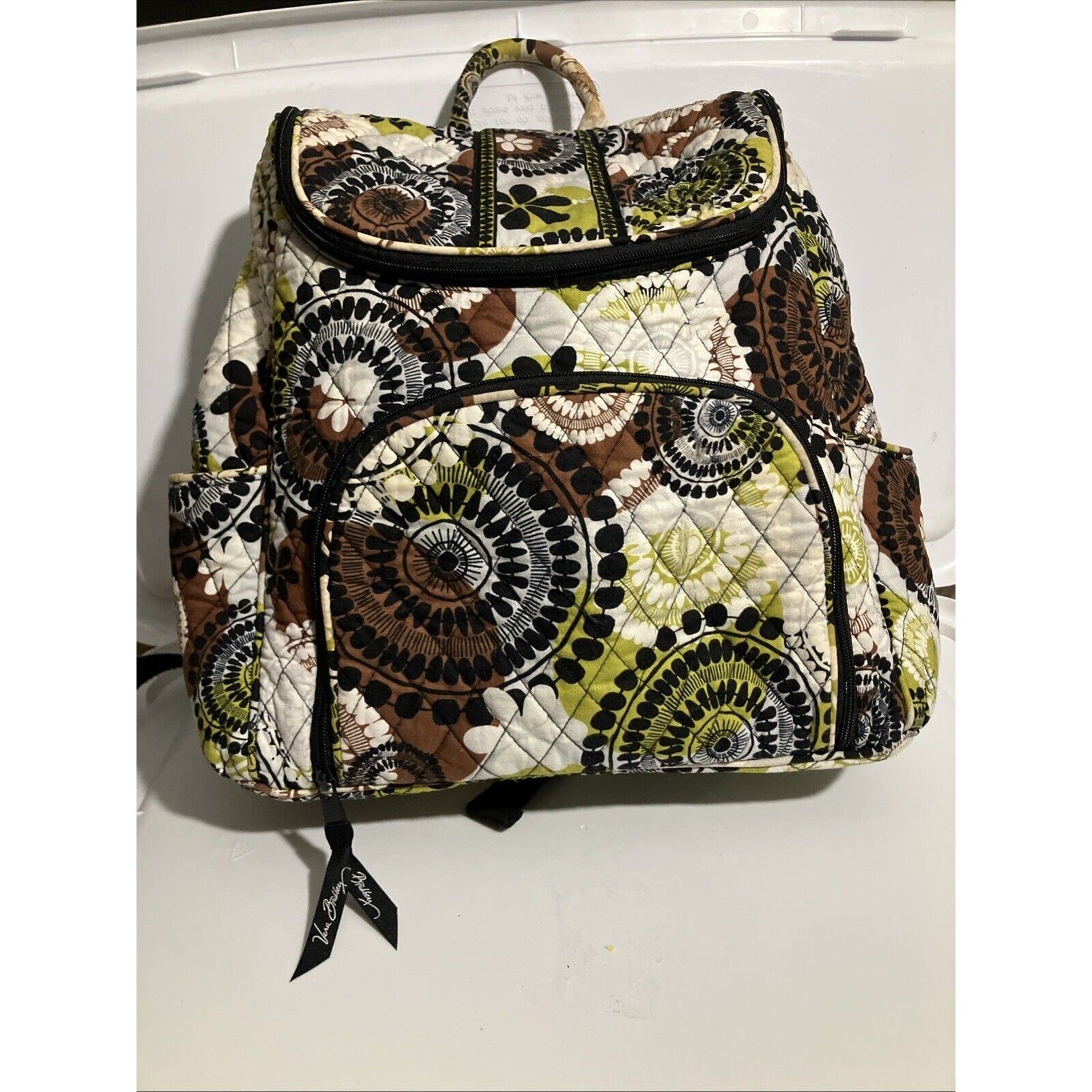 Vera Bradley "Cocoa Moss" Quilted Campus Backpack, Re… - Gem