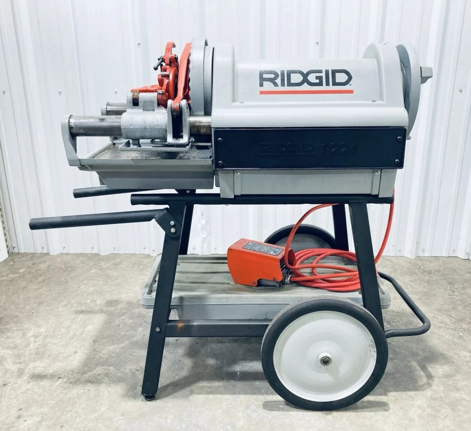 Ridgid 1224 Pipe Threading Machine Complete w/ Self-Oiling Die Heads 1/ ...