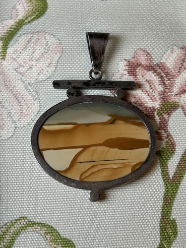 Unique Vintage Sterling Silver Oval Pendant Large Stone | eBay