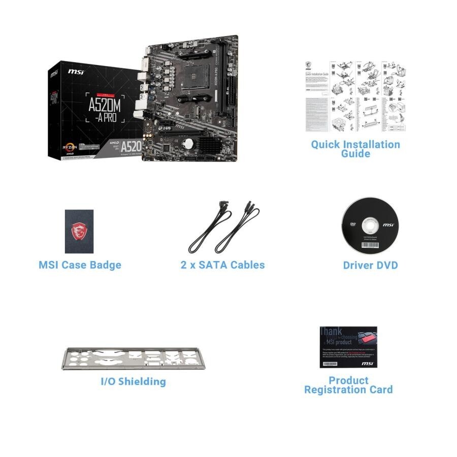 NEW MSI A520M-A PRO AM4 AMD A520 USB3.2 Gen1 Micro-ATX Motherboard | eBay