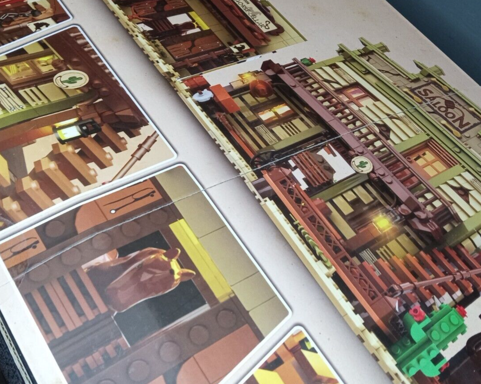 INSOON 2056 PCS Western Saloon Construction Mini Building Kit LED Light ...