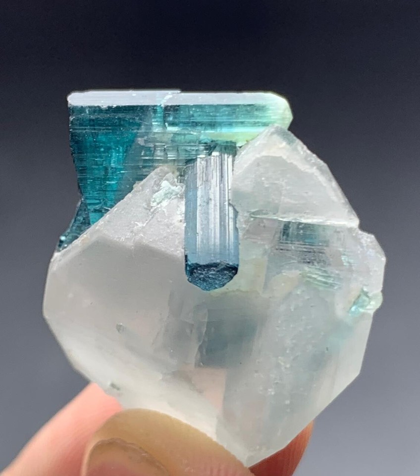 44 CT Indicolite Tourmaline Crystal Specimen Combine With quartz from ...