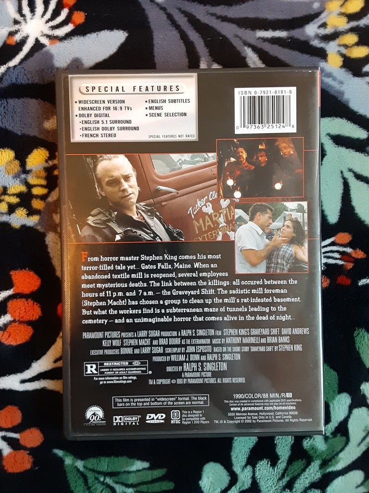 GRAVEYARD SHIFT DVD/1990/KELLY WOLF/BRAD DOURIF/JIMMY WOODARD/STEPHEN ...