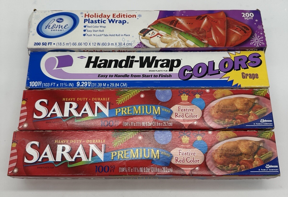 4 Vintage Saran Premium Handi Wrap RED and PURPLE **READ | eBay