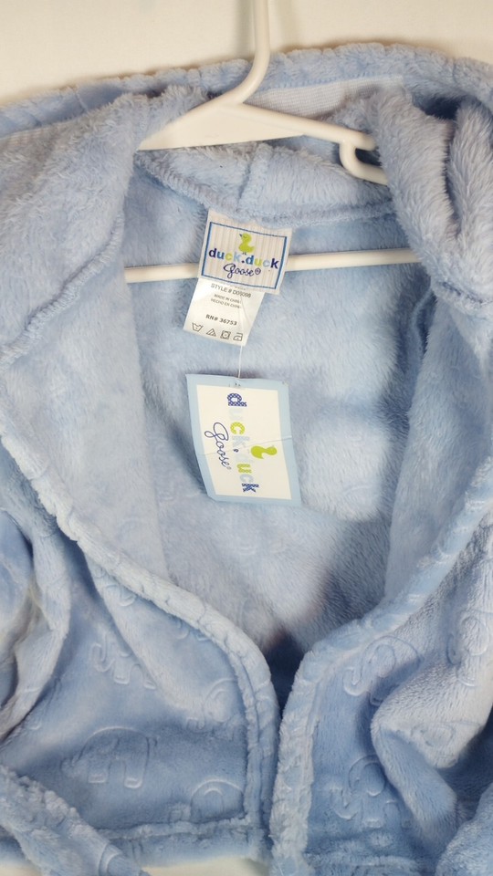 Duck Duck Goose Light Blue Baby Bath Robe Elephant Print 0-9M | eBay