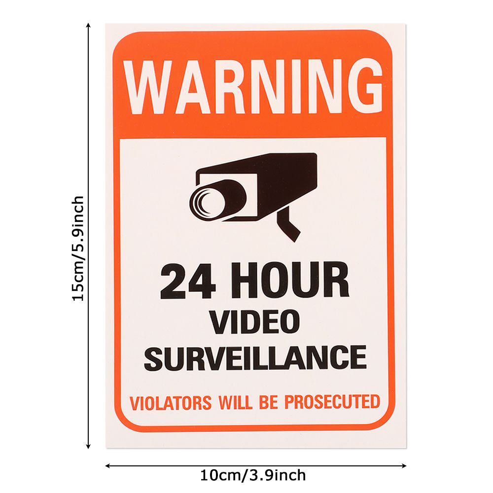 Warning Signs Video Surveillance Sticker 24H Video Camera Security ...