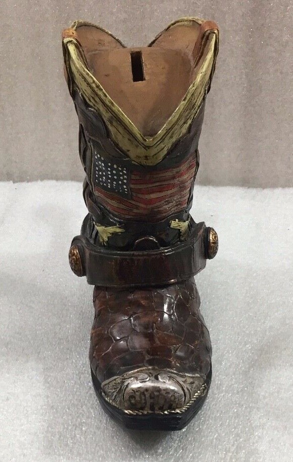 Western Cowboy Boot Banks 7"H figural resin Hobby Lobby | eBay
