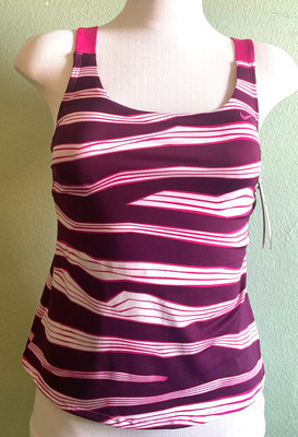 NEW Nike Womens SMALL Swim Top Move to Zero Carbon Recycled Striped ...