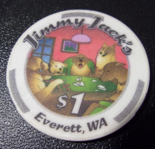 JIMMY JACK'S CASINO CARD ROOM $1 casino gaming poker chip - Everett ...