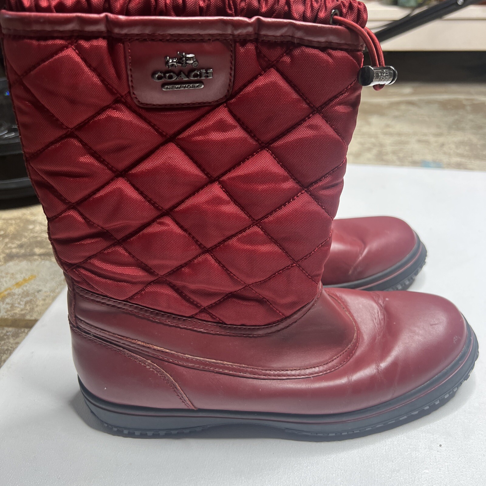 COACH “Samara” Quilted Winter Boots RED WINE Size Wom… - Gem
