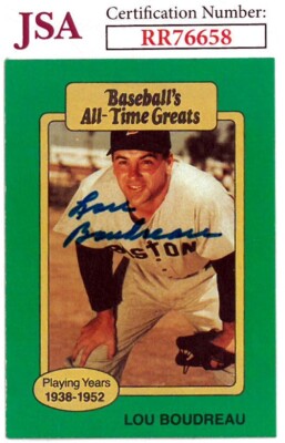 Lou Boudreau Red Sox signed 1987 Hygrade Baseball Card- JSA- On Card ...