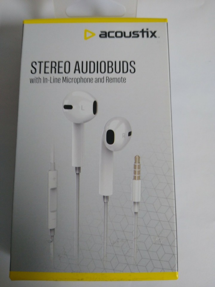 Acoustix Stereo Audiobuds with In-Line Microphone and Remove White | eBay