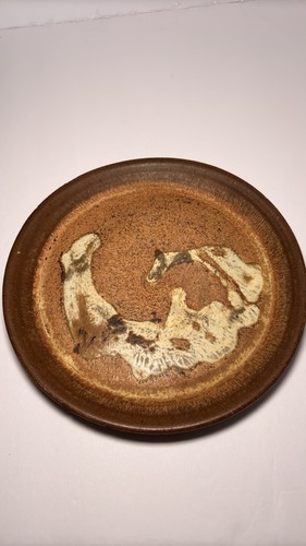 Antique Vintage Stoneware Shallow Plate Rare Markings Unique Image | eBay