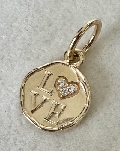 NEW ️Authentic Pandora SPARKLING LOVE STAMP DANGLE CHARM - 14K Solid ...